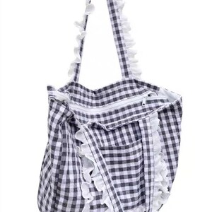 Gingham Shoulder Bag With Bow & Ribbon Decor Bow Bag - Etsy