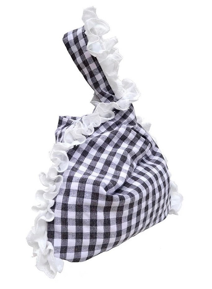Gingham Shoulder Bag With Bow & Ribbon Decor Bow Bag - Etsy