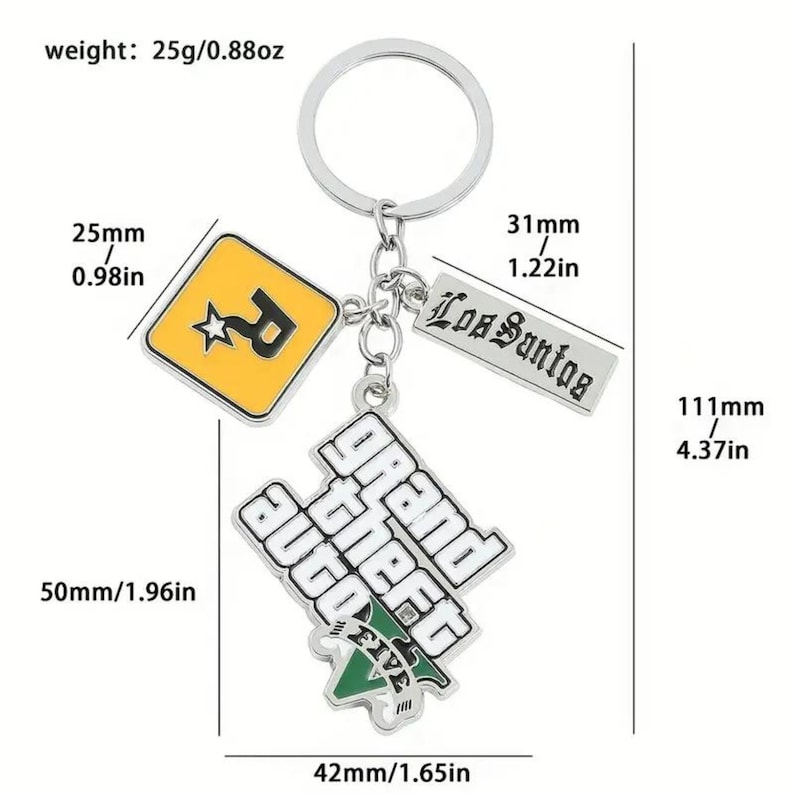 Grand Theft Auto 5 GTA 5 Keychain With Logos for Video Game Fans - Etsy