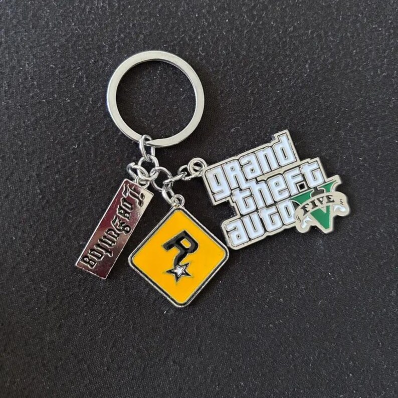 Grand Theft Auto 5 GTA 5 Keychain With Logos for Video Game Fans - Etsy