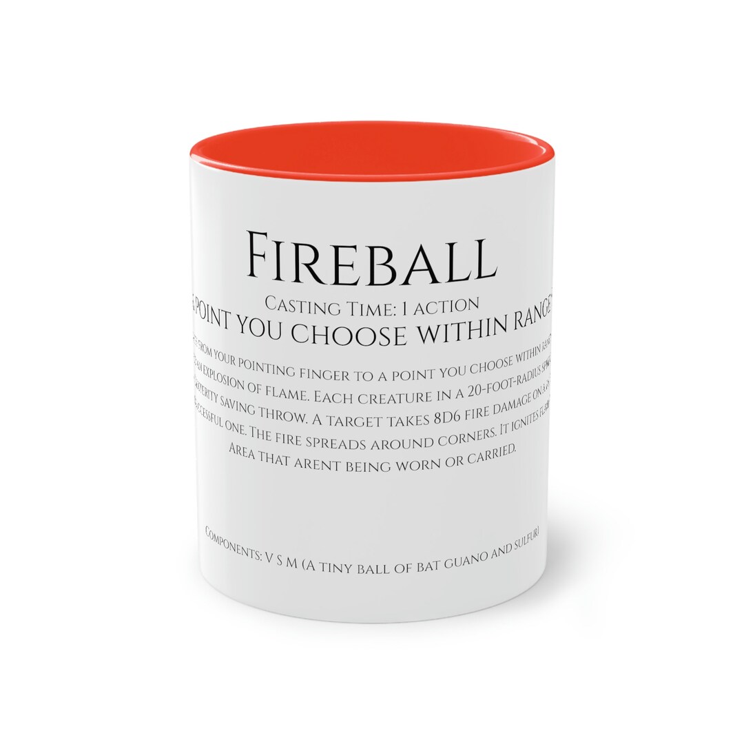 DND Fireball Spell Mug Two Tone Coffee Mug, 11oz - Etsy
