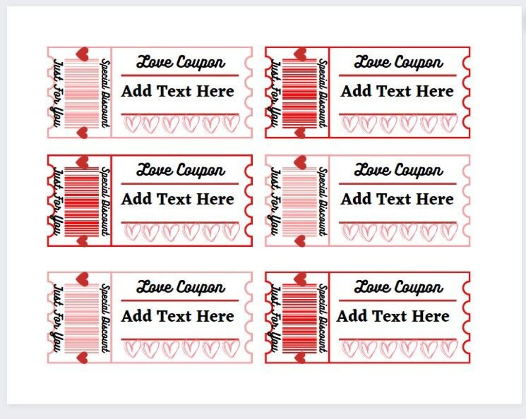 Editable Valentine's Day Love Coupon, Printable Love Coupons, Love ...