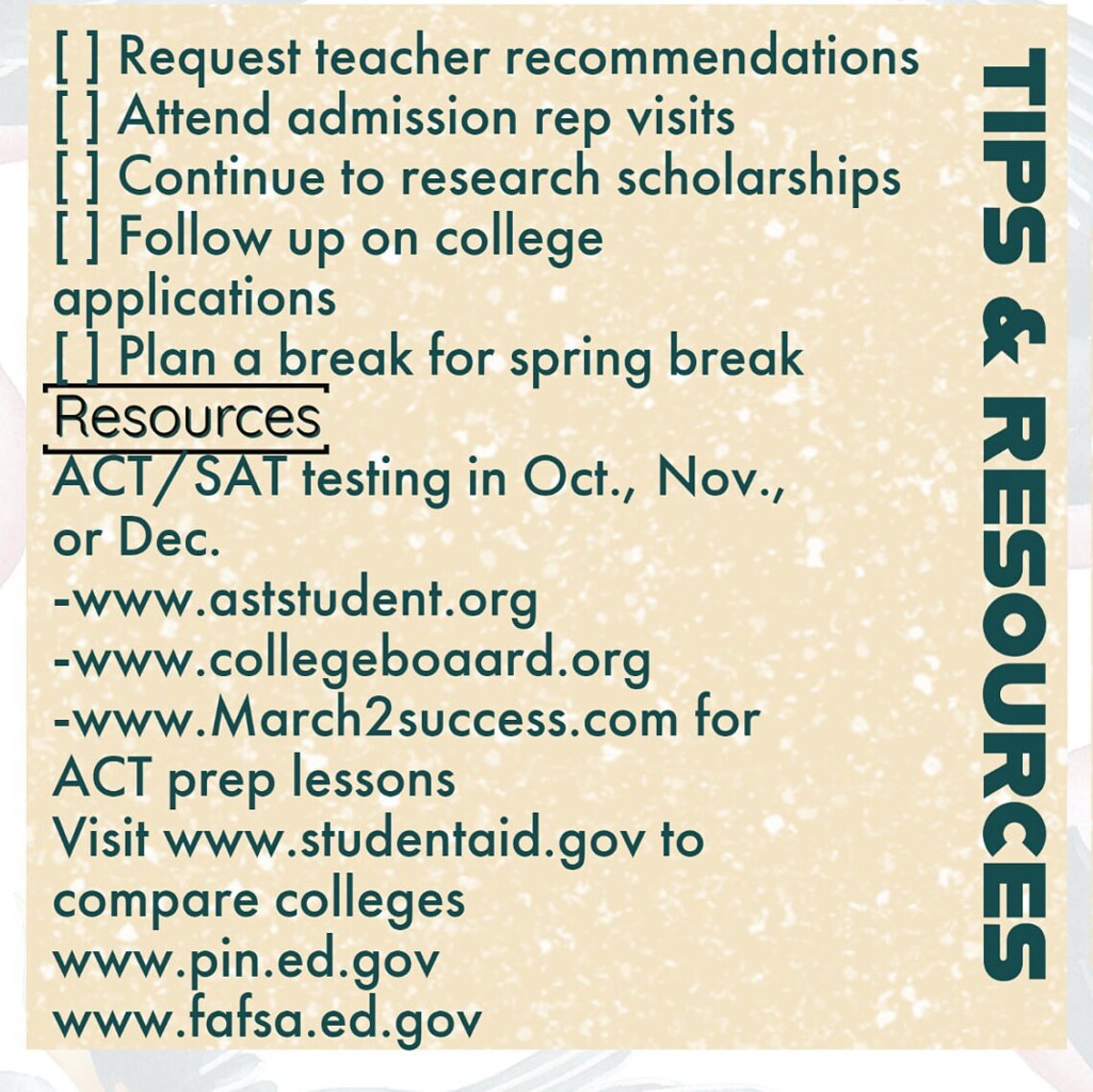 Print and Prepare for College: A High School Seniors Checklist - Etsy