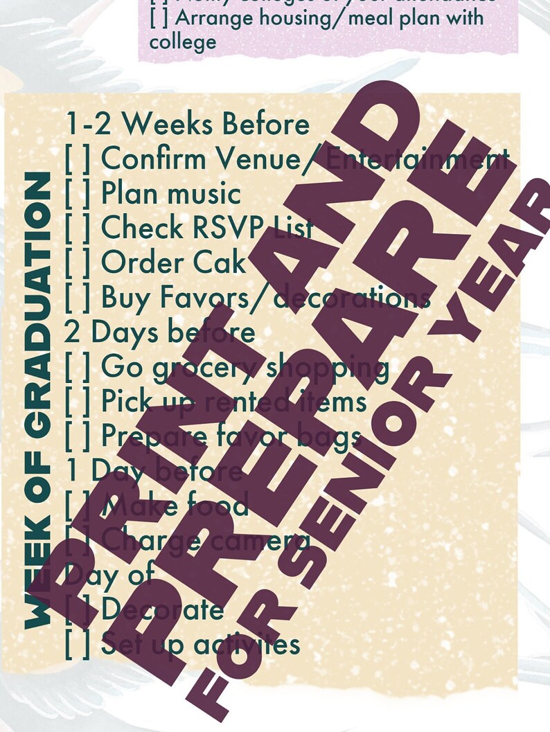 Print and Prepare for College: A High School Seniors Checklist - Etsy