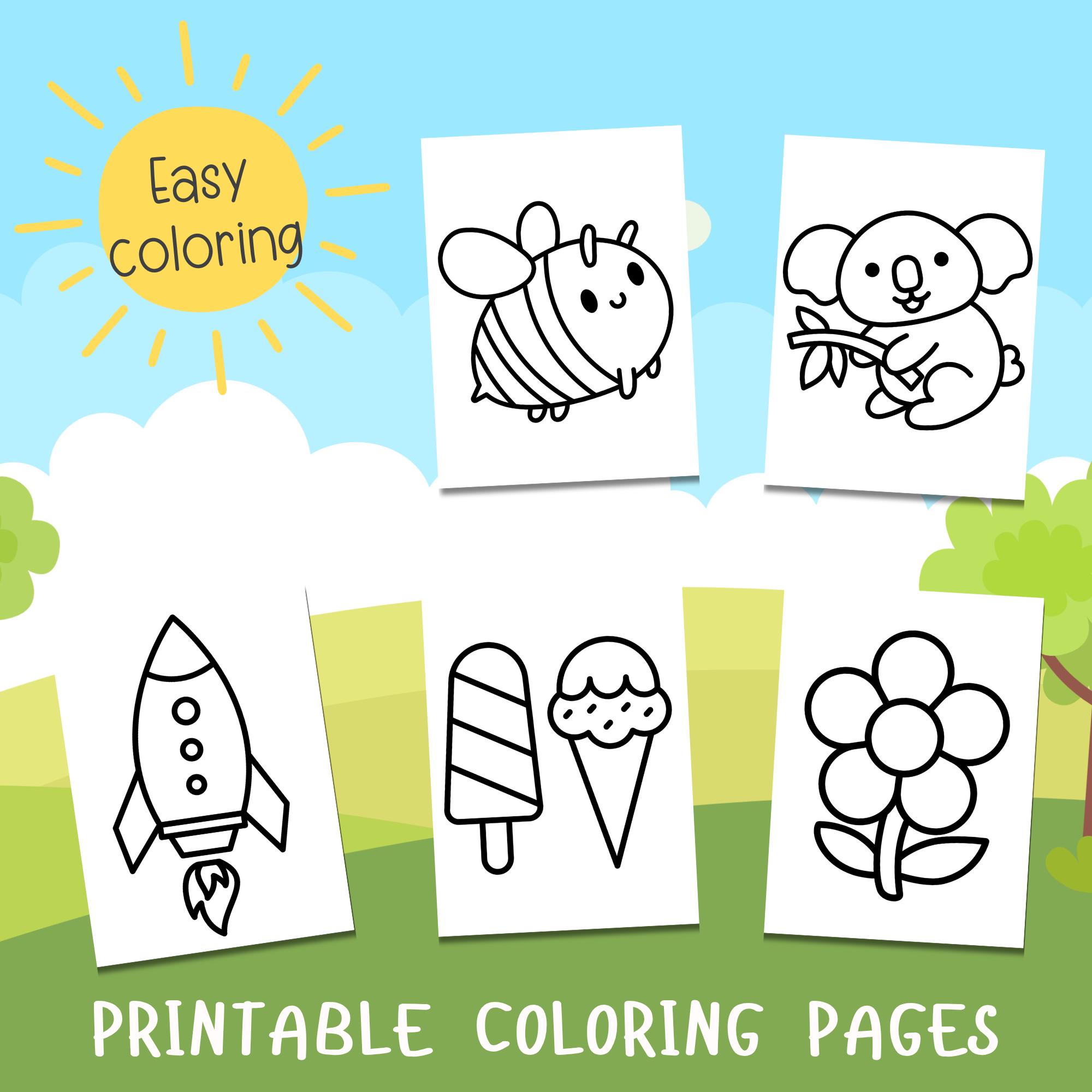 Easy Coloring Pages, Coloring Pages for Toddlers and Small Kids, Simple ...