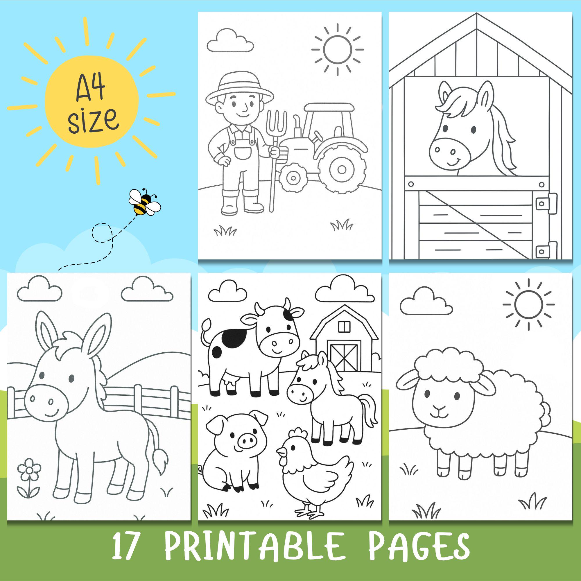 Farm Animal Coloring Pages for Kids – Toddler Coloring Sheets, Farm ...