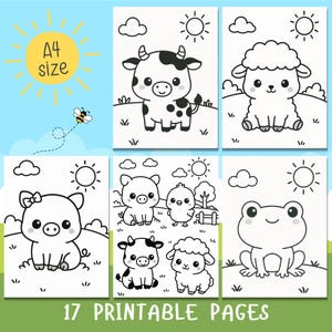Cute Farm Animal Coloring Pages for Kids – Toddler Coloring Sheets ...