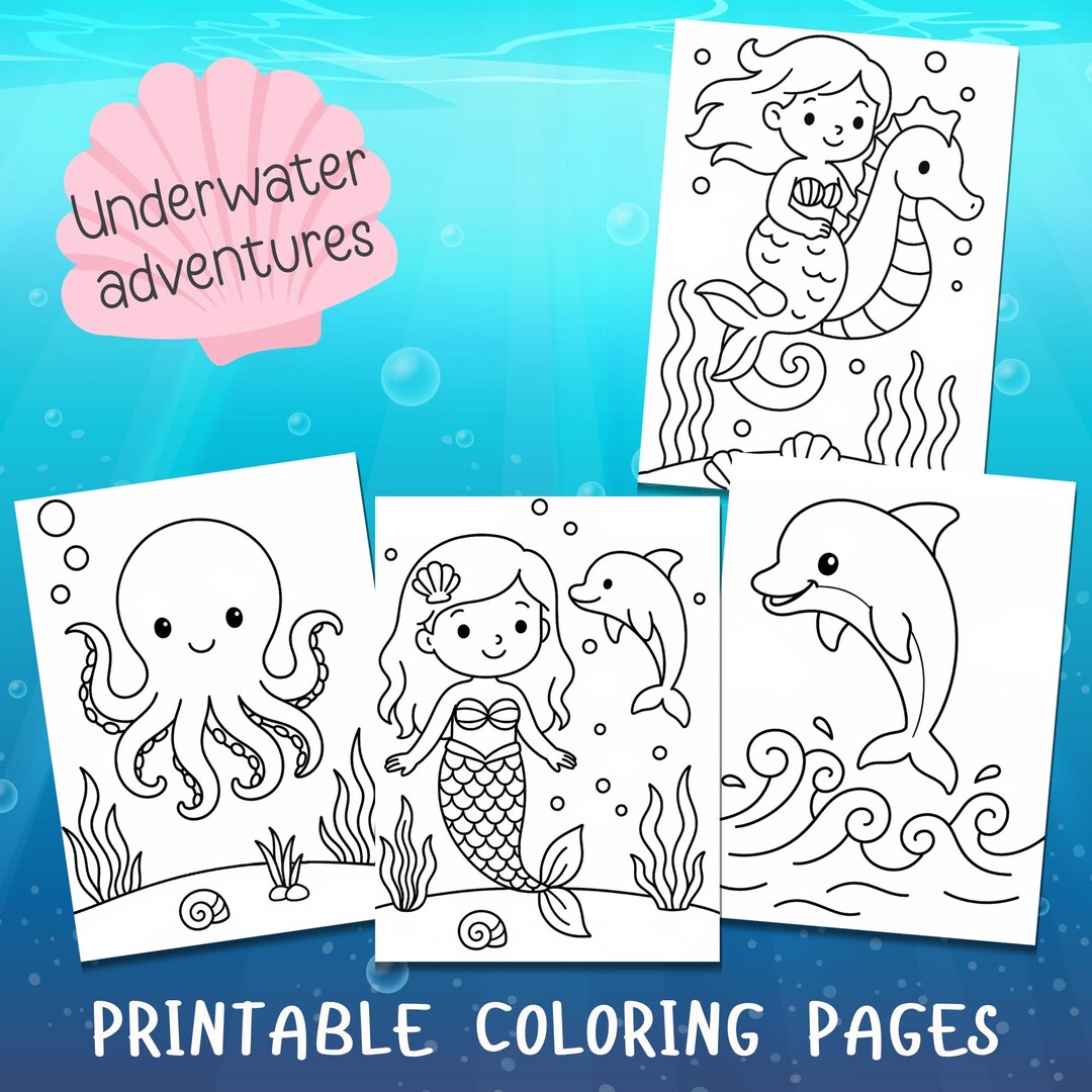 Underwater Adventure Coloring Pages for Kids – Toddler Coloring Sheets ...