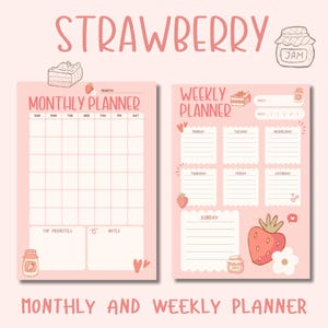 Printable Strawberry Cottagecore Planner Set | Cute Strawberry ...
