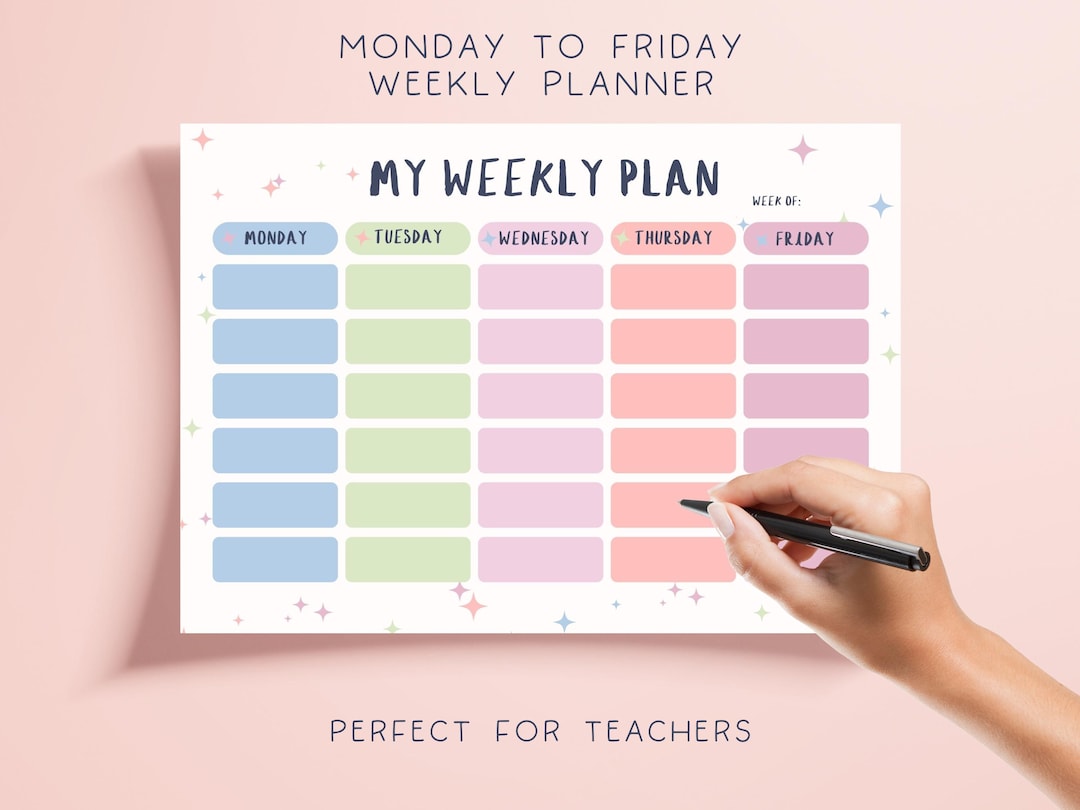 Pastel Weekly Planner Printable, Homeschool Weekly Schedule, Teacher ...