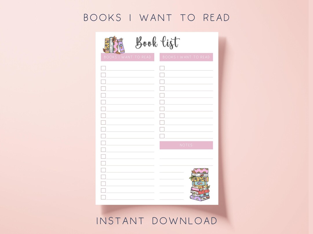 Books to Read List, Pastel Book Wish List, Printable Book Tracker ...