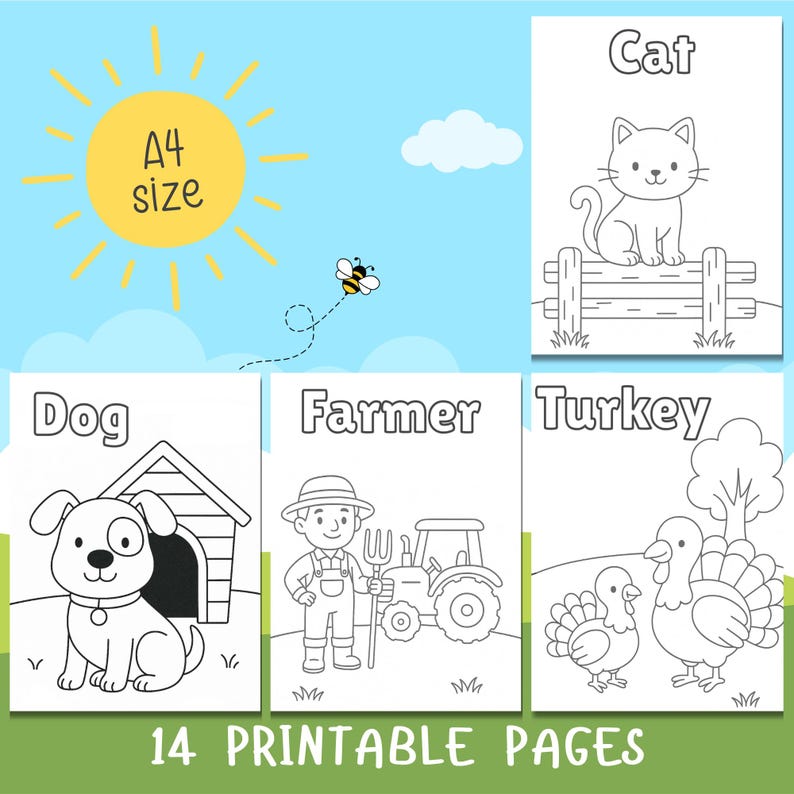 Farm Animal Coloring Pages for Kids – Toddler Coloring Sheets, Farm ...