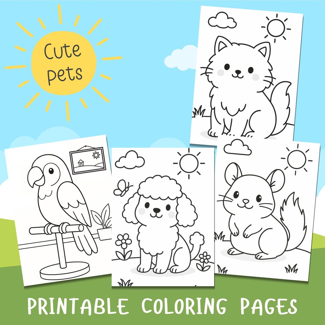 Pets Coloring Pages for Kids – Toddler Coloring Sheets, Preschool ...