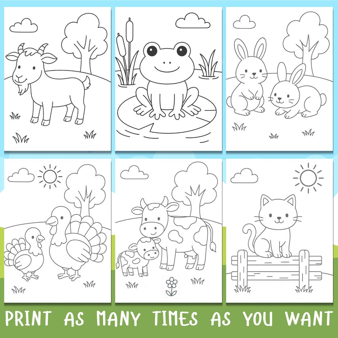 Farm Animal Coloring Pages for Kids – Toddler Coloring Sheets, Farm ...