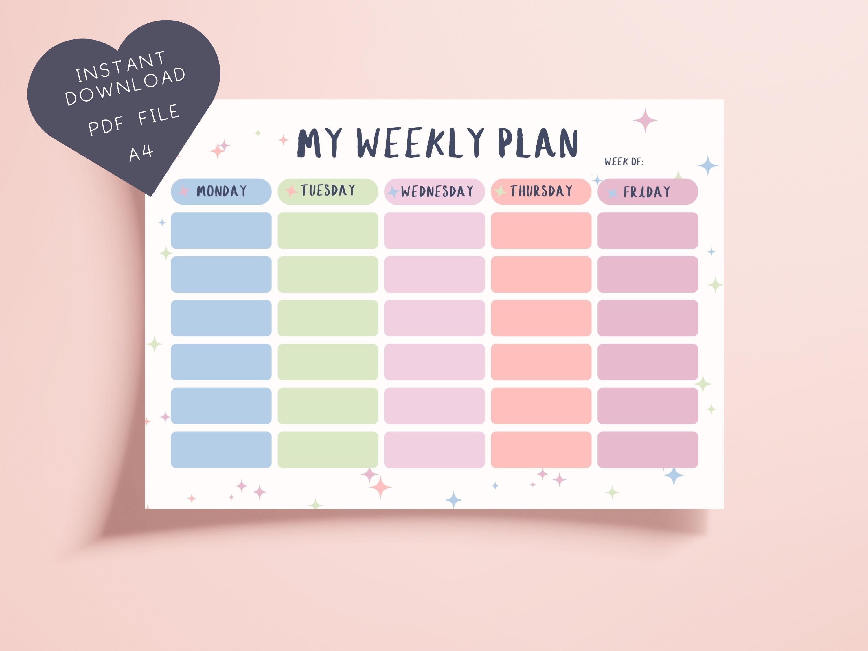 Pastel Weekly Planner Printable, Homeschool Weekly Schedule, Teacher ...