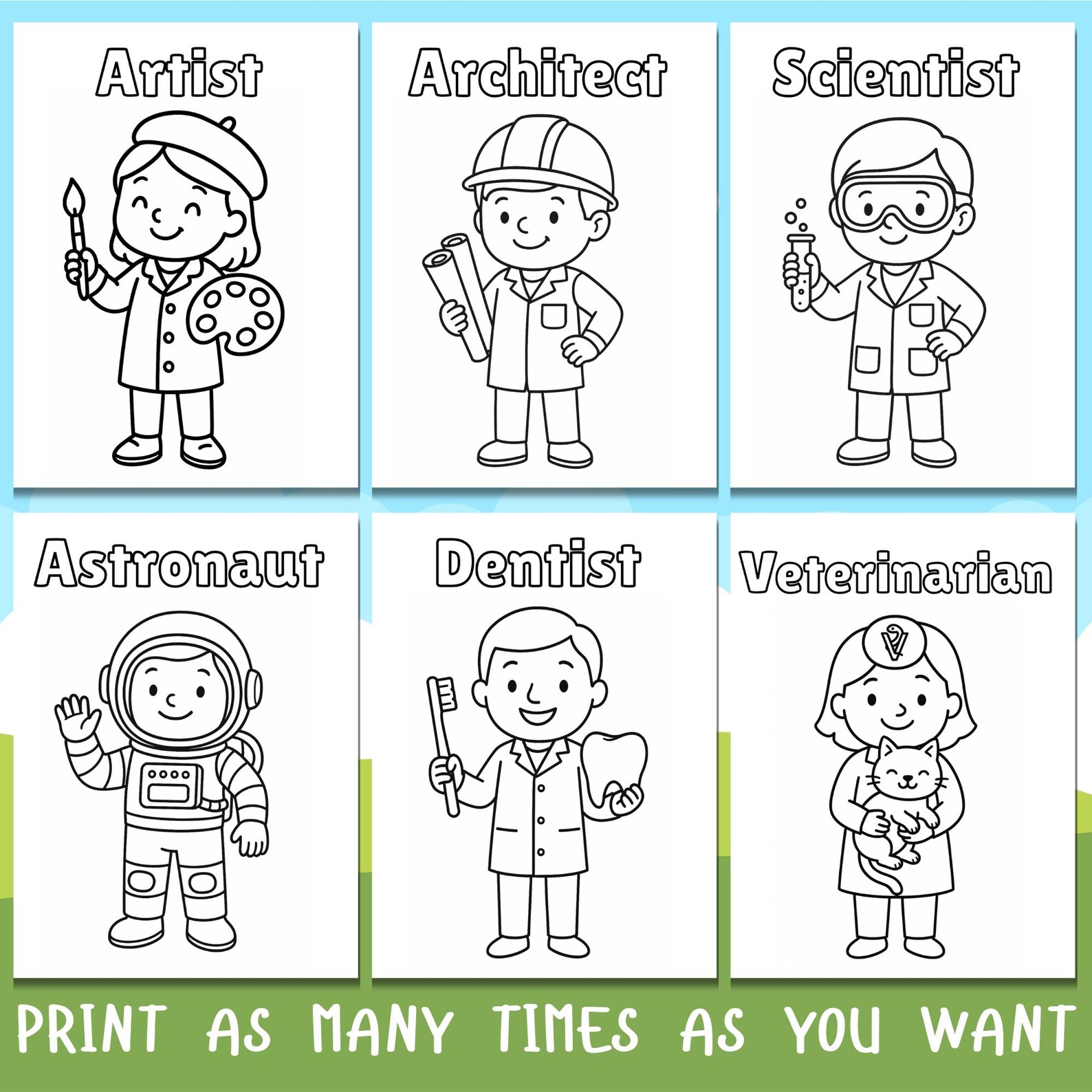 Occupations Coloring Pages for Kids, Toddler Printable Activity Pack ...