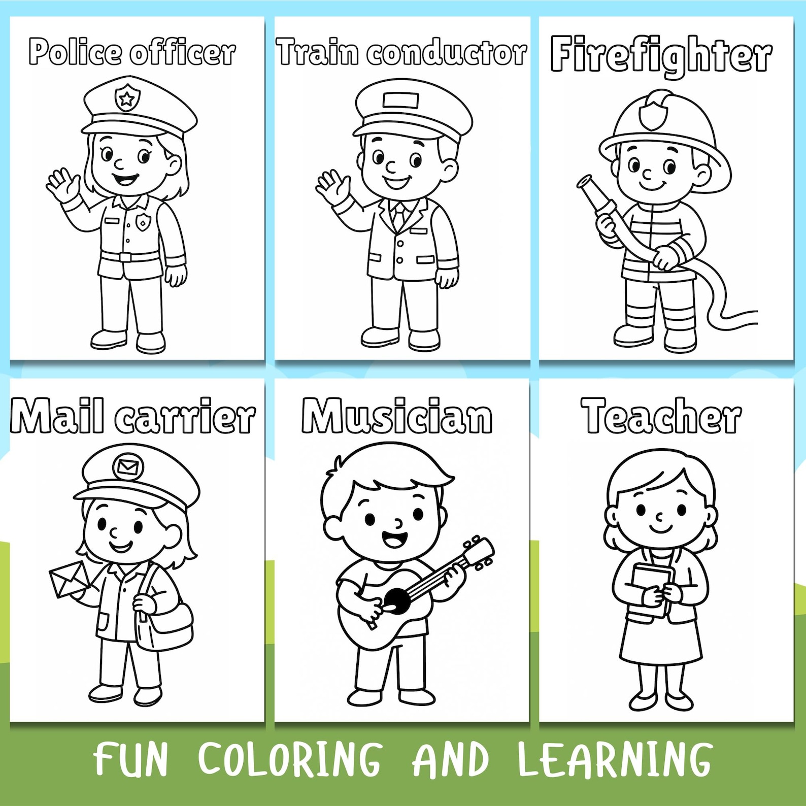 Occupations Coloring Pages for Kids, Toddler Printable Activity Pack ...