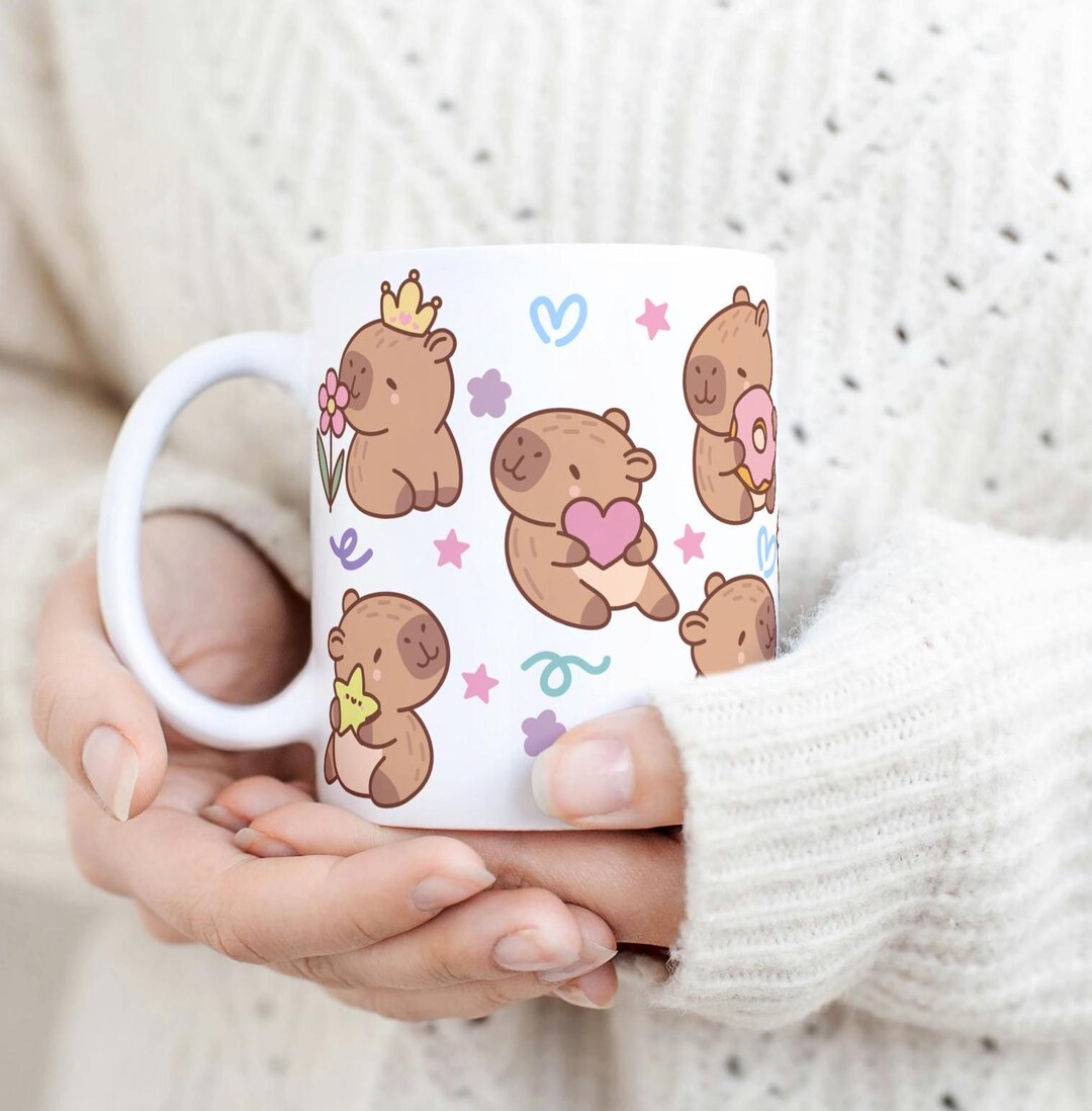 Adorable Capybara Mug – Cute Cartoon Capybaras Coffee Cup – Perfect ...