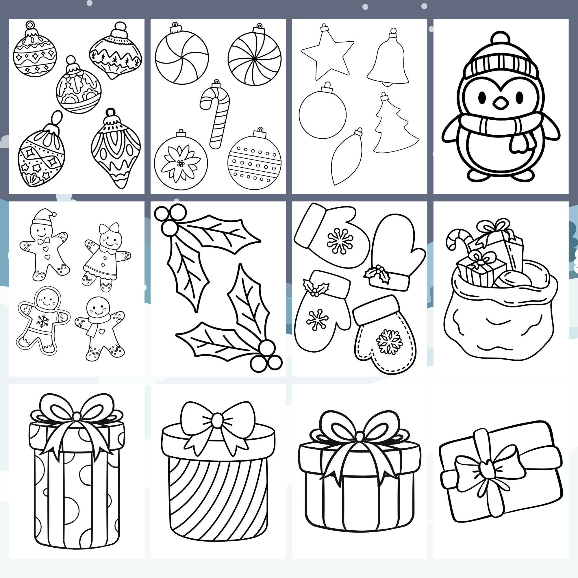 Christmas Coloring Pages for Toddlers, Easy Holiday Printables, Kids ...