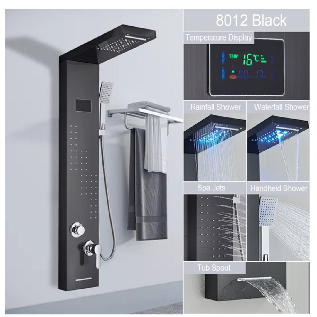 LED Light Shower Panel Waterfall Rain Digital Display Shower - Etsy