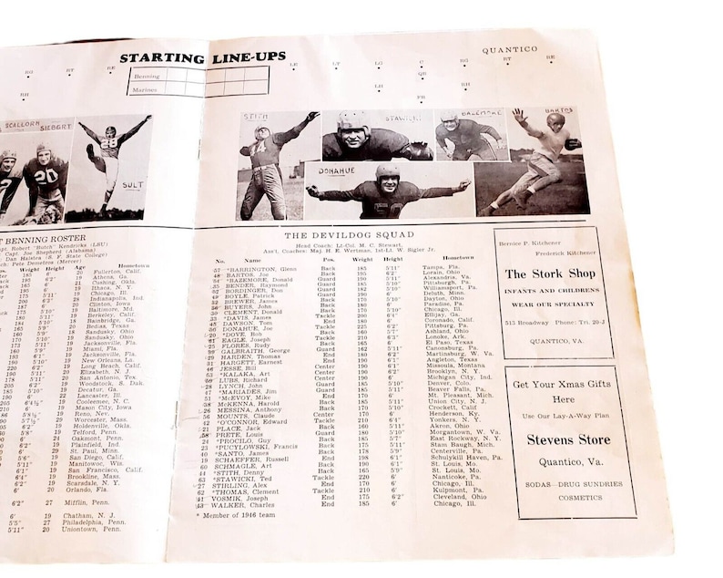 1947 Quantico Marines Devil Dogs Vs Fort Benning Football - Etsy