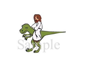 Jesus in a Dinosaur - Etsy