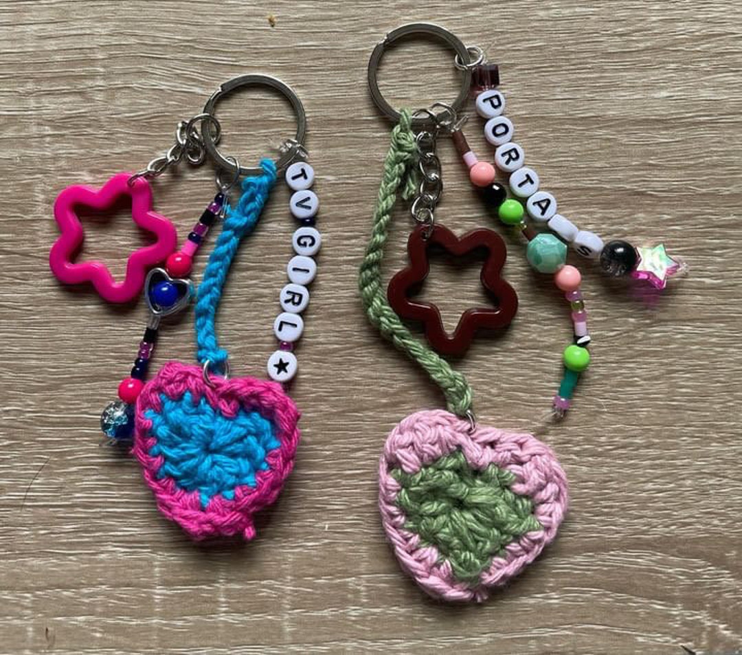 Custom Crochet Heart Keychains| Heart Crochet Decor | Amigurumi ...