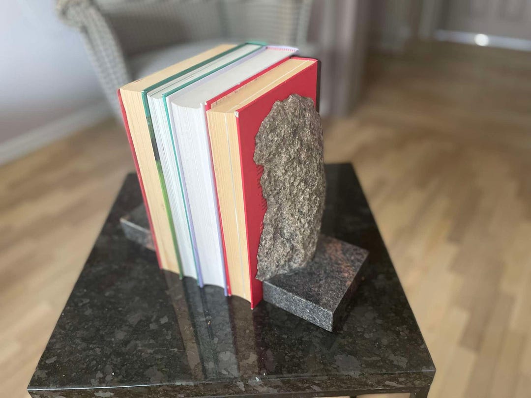 Rustic Rock Bookends Pair Quirky Gift for Bibliophiles, Vintage Home ...