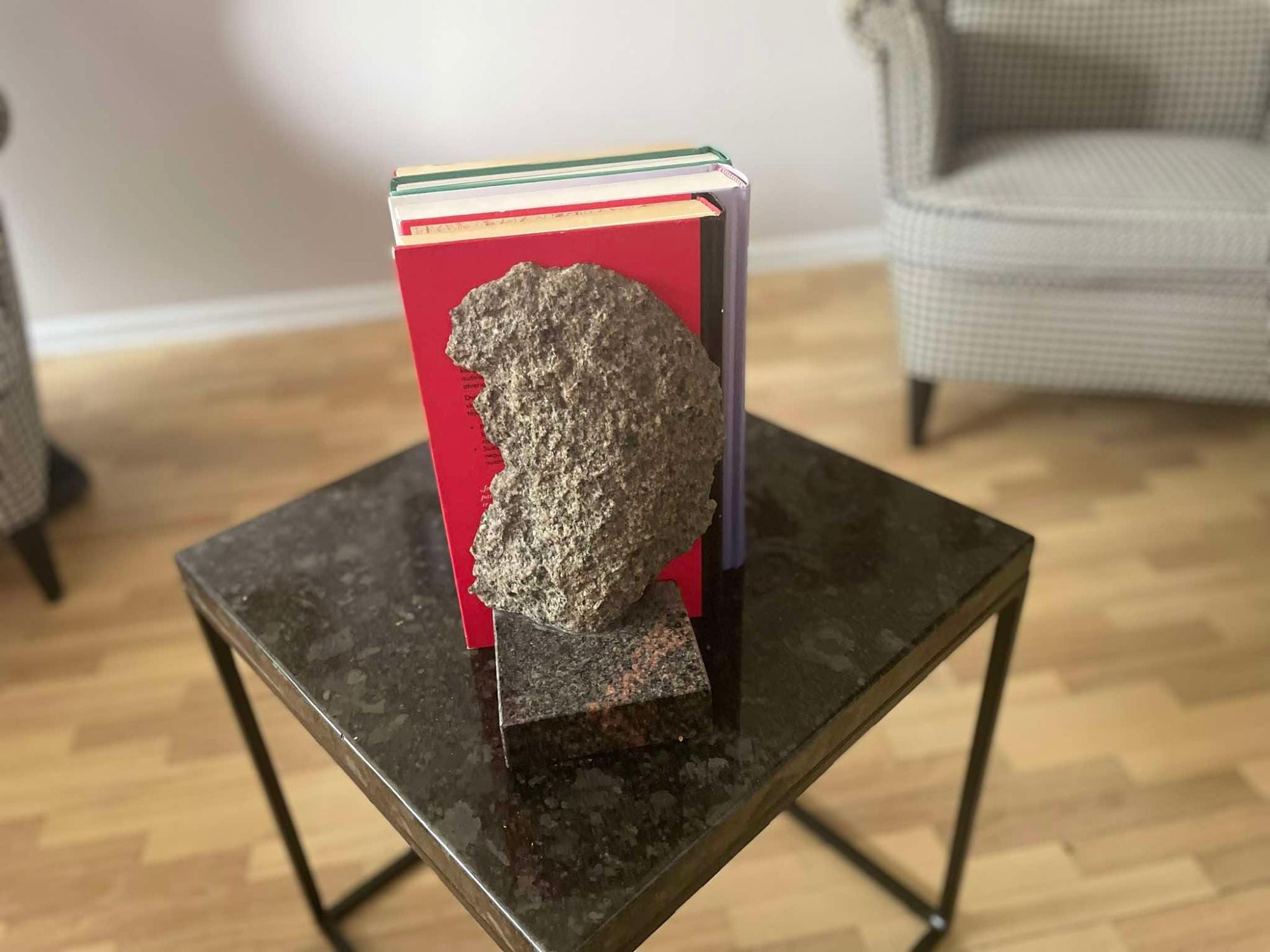 Handcrafted Stone Book Holder, Rustic Stone Book Stand, Natural Granite ...