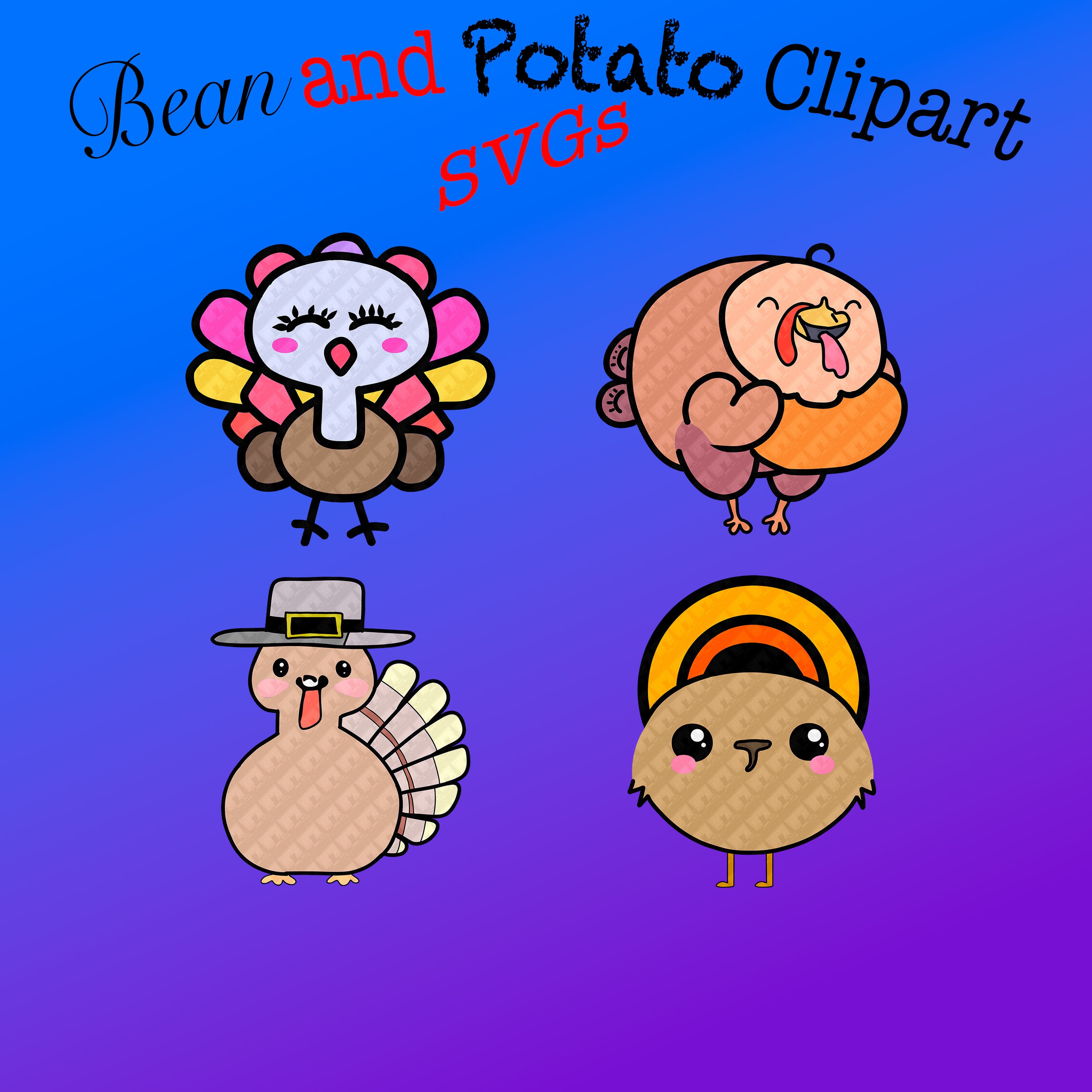 Chibi Kawaii Clipart, Turkey Clipart, Cute, Happy, Png AND Svg Bundle ...