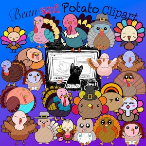 Chibi Kawaii Clipart, Turkey Clipart, Cute, Happy, Png AND Svg Bundle ...