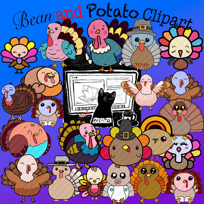 Chibi Kawaii Clipart, Turkey Clipart, Cute, Happy, Png AND Svg Bundle ...