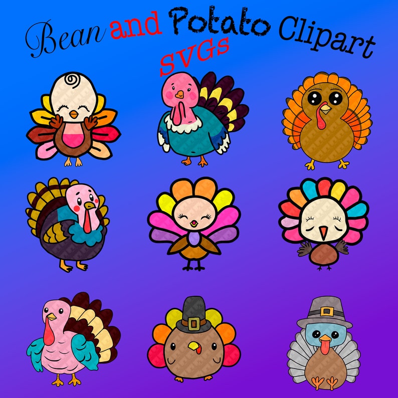 Chibi Kawaii Clipart, Turkey Clipart, Cute, Happy, Png AND Svg Bundle ...