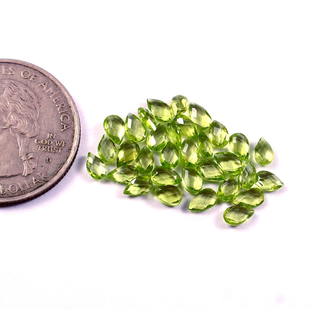 AAA Natural Peridot Pear Briolette, Olive Green Gemstone (2x3mm to ...
