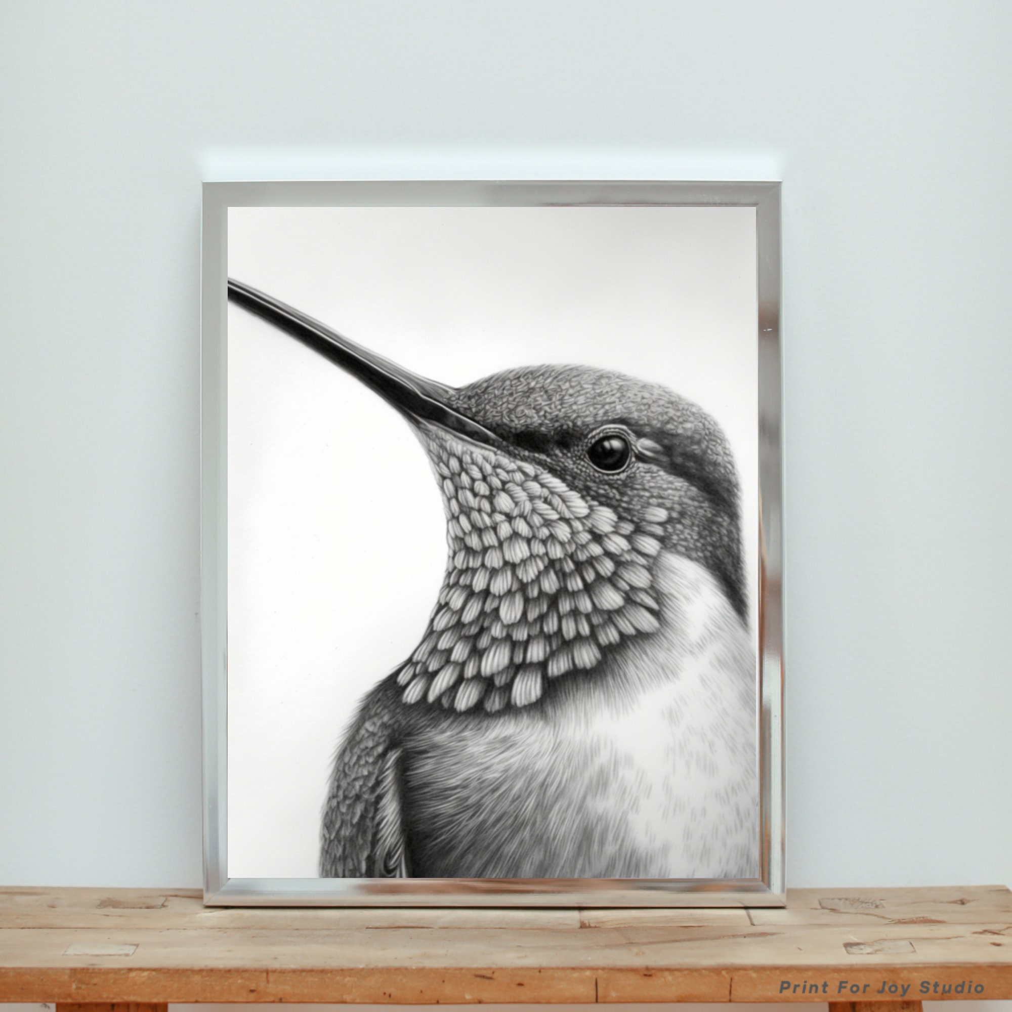 Majestic Hummingbird Pencil Drawing.. Printable Download, Hummingbird ...