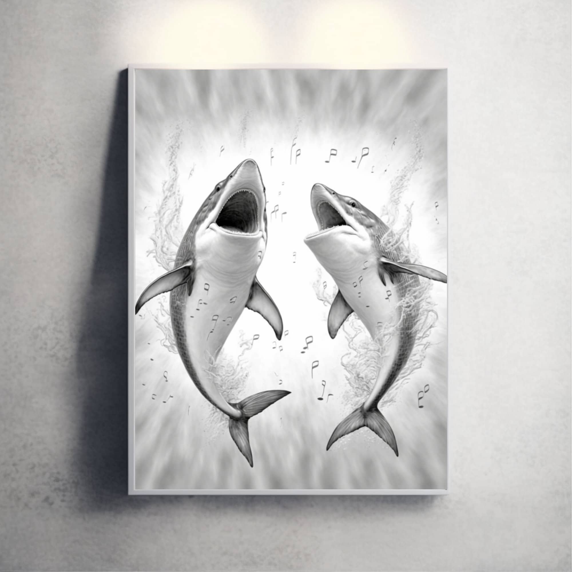 Baby Sharks Singing Pencil Drawing. Printable Download, Shark, Baby ...
