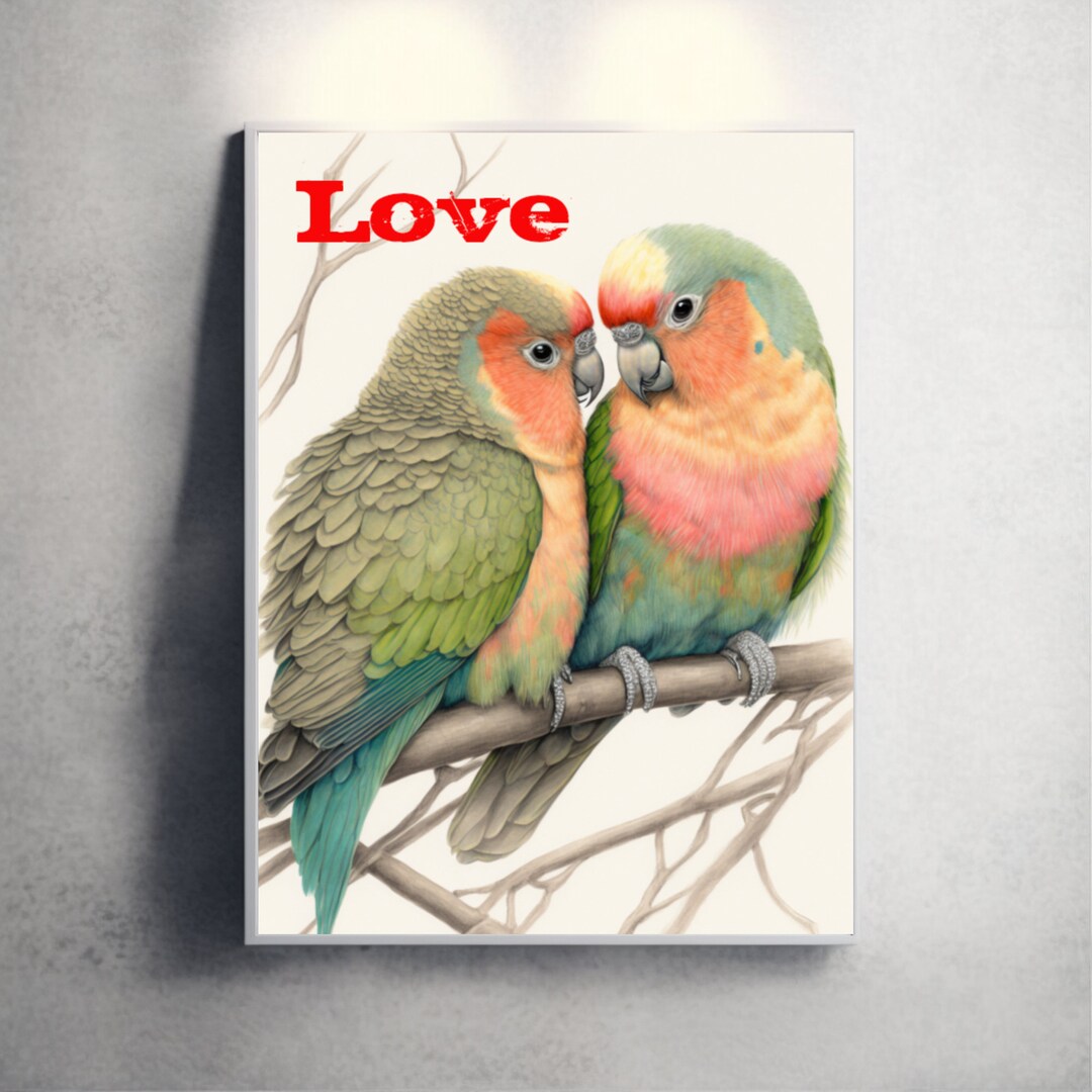 Valentines Day Love Birds Printable Download. Wall Art, Kids Wall Art ...