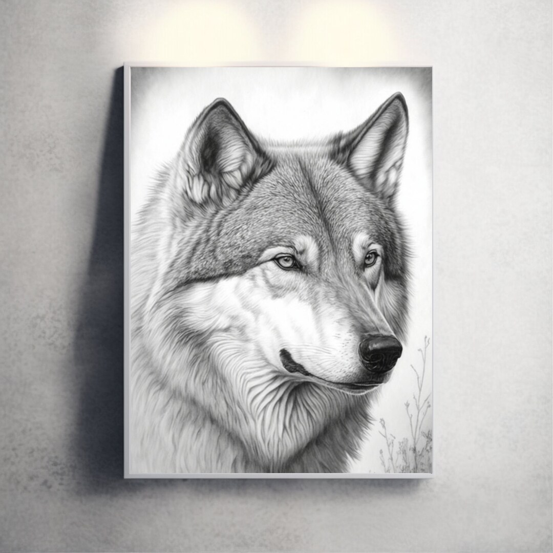 Stunning Timber Wolf Pencil Drawing. Printable Download, Timber Wolf ...