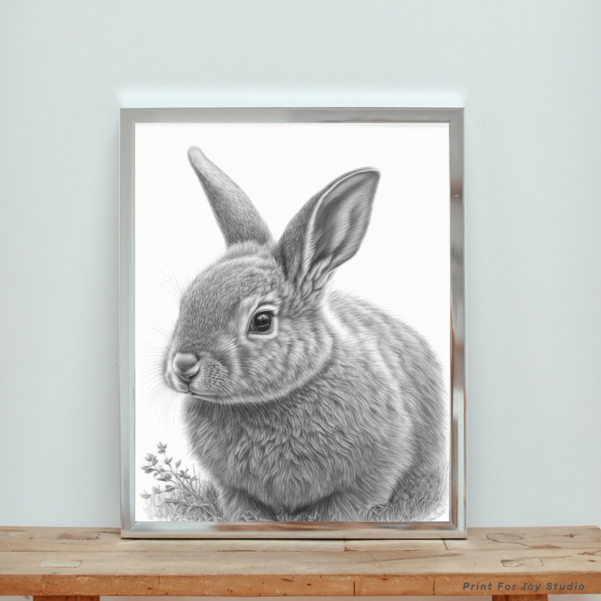 Cute Bunny Pencil Drawing. Printable Download, Bunny, Baby Rabbit ...