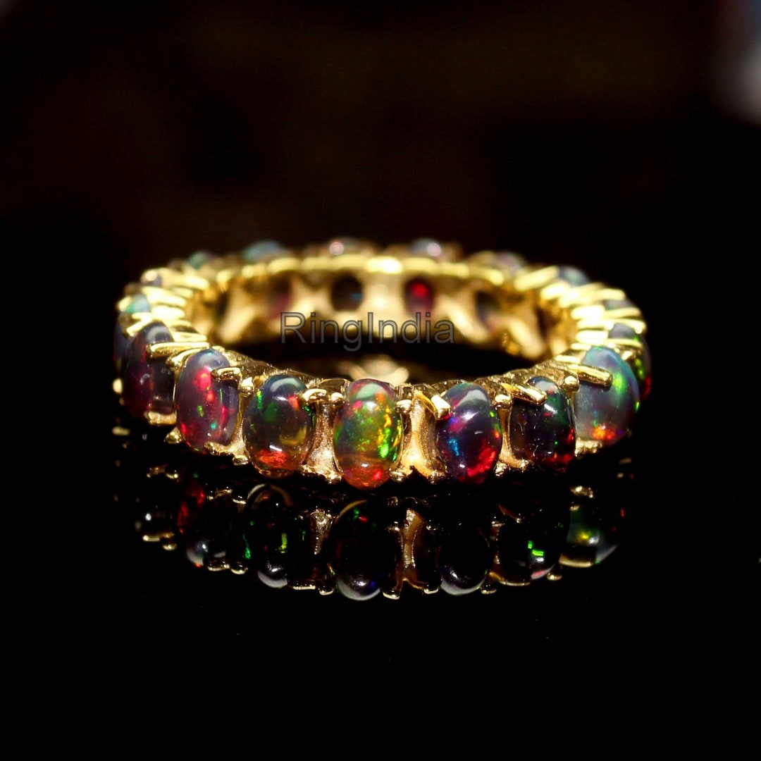 Natural Black Opal Band, Black Opal Full Band, Eternity Band, Black ...