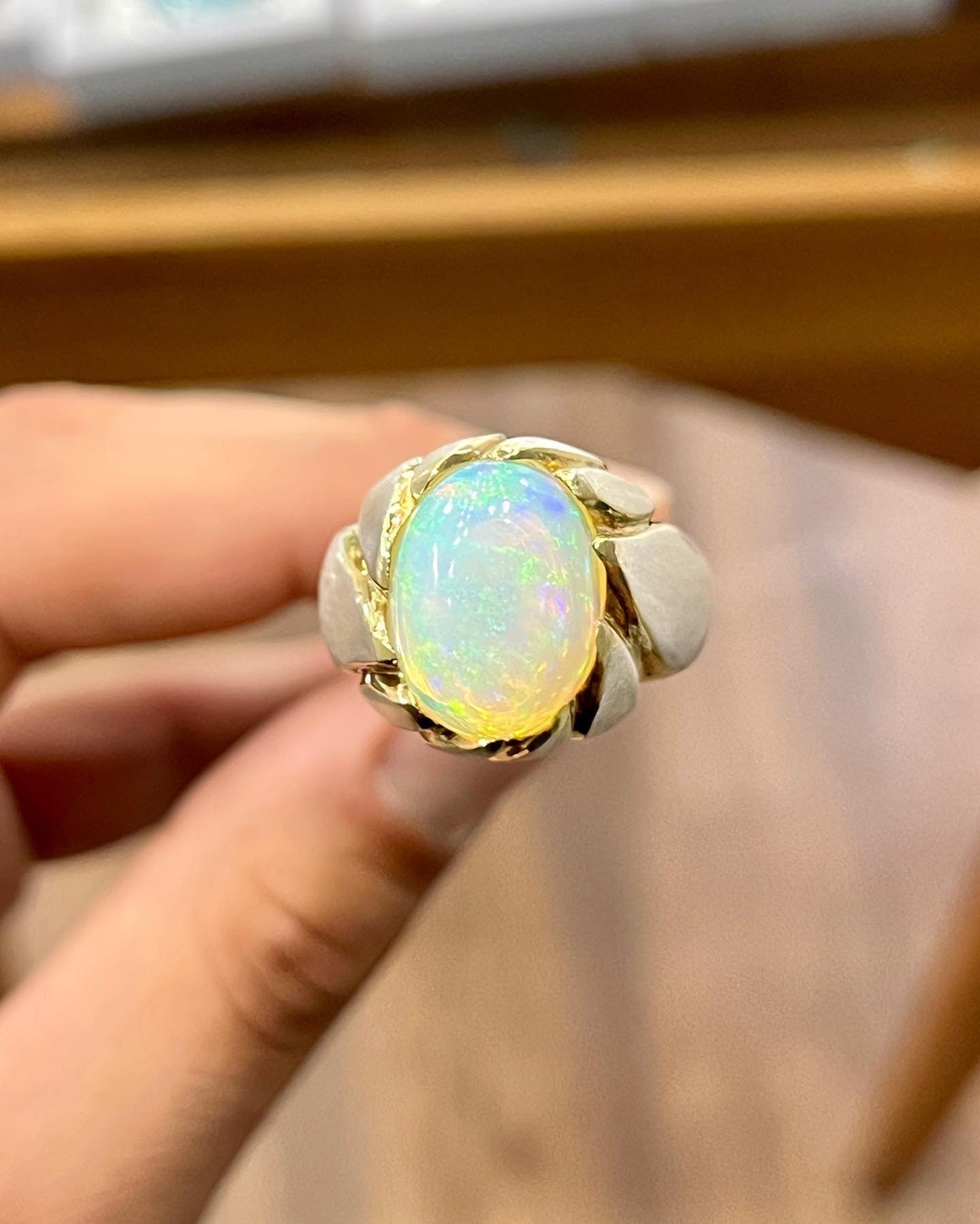 Natural Opal Men Ring, Oval Opal Men's Ring, 925 Sterling Silver ...