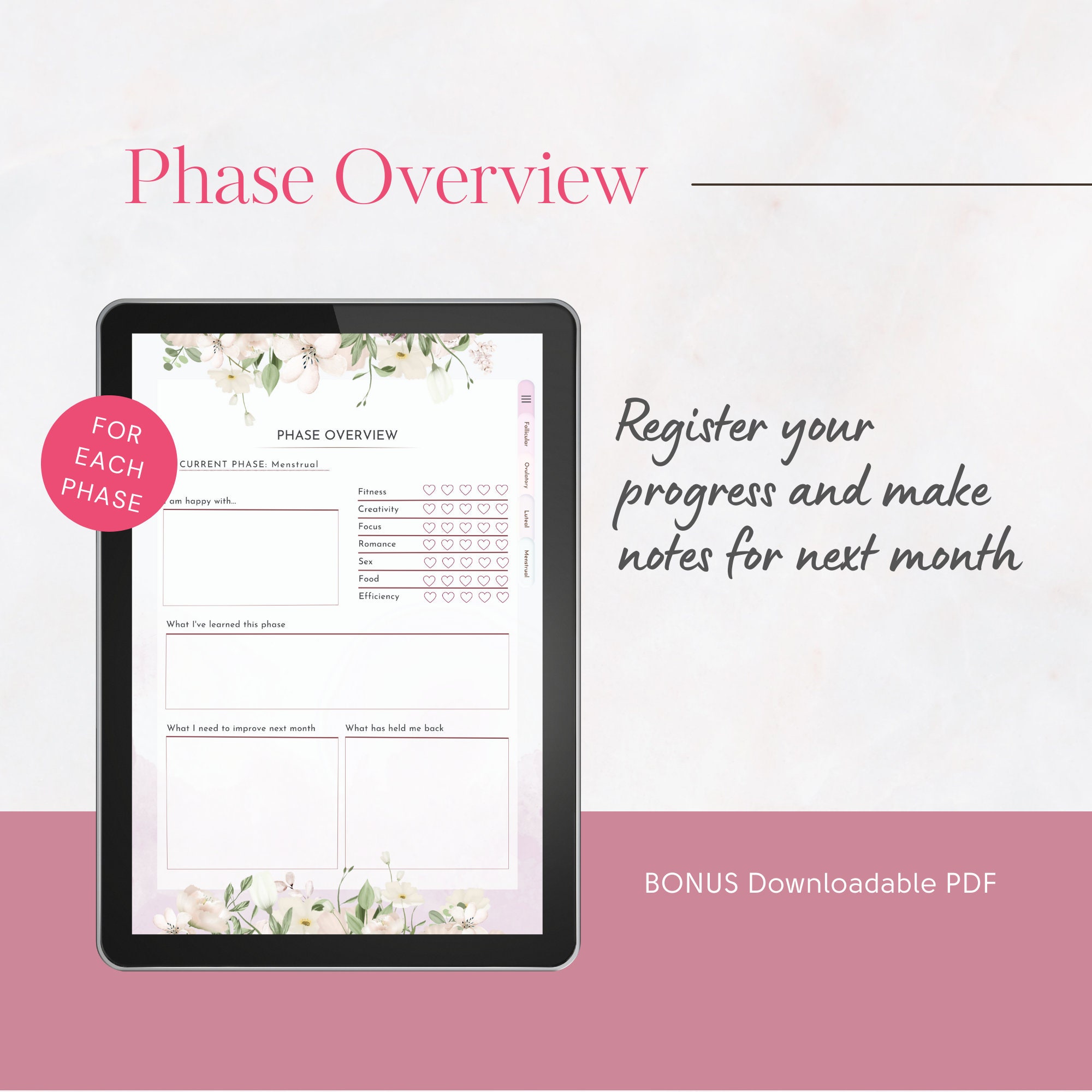 Digital Planner Cycle Syncing Workbook/planner Cycle/period Tracker ...