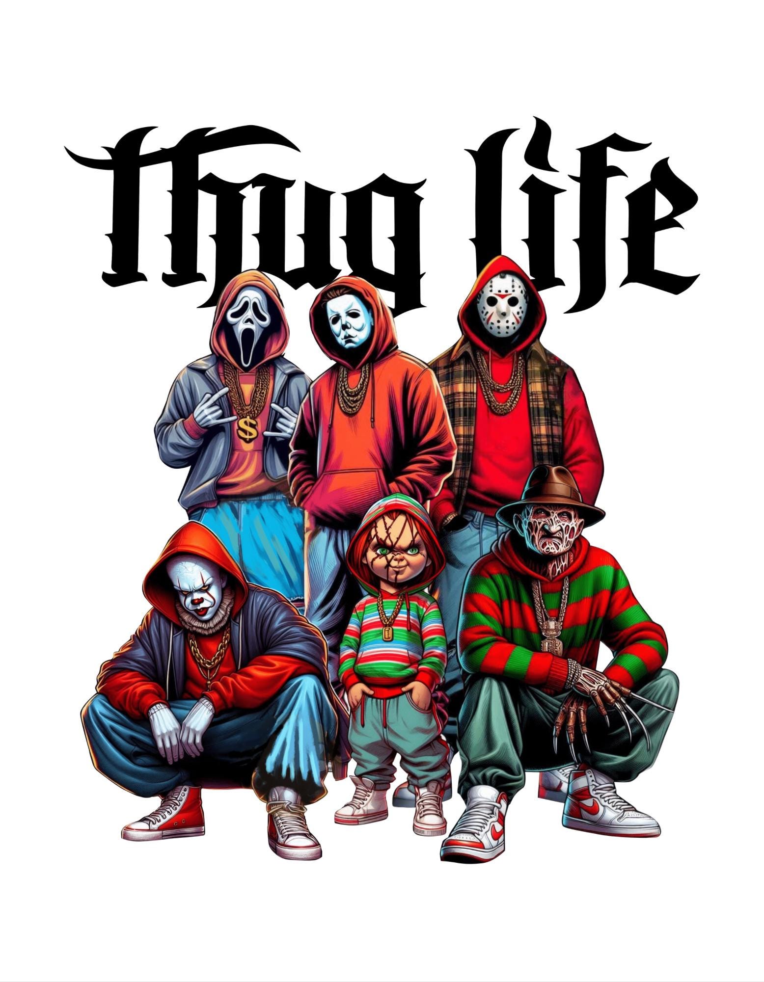 Horror Characters Thug Life Sweatshirt,hoodie and Long Sleeve - Etsy