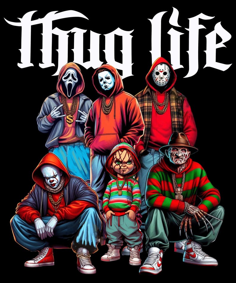 Horror Characters Thug Life Sweatshirt,hoodie and Long Sleeve - Etsy