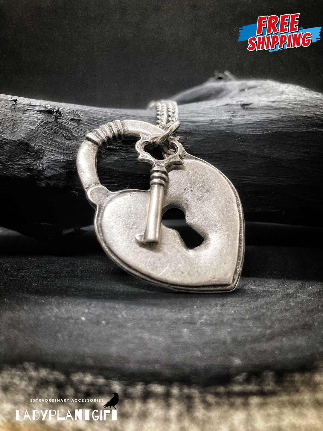 Heart and Key Necklace, Heart Padlock Pendant Necklace With Key ...