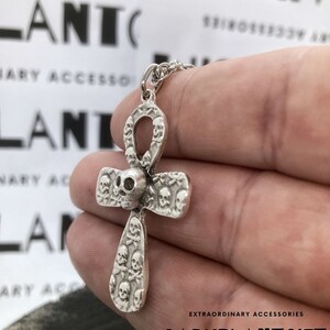Ankh Cross Skull Necklace | Gothic Cross of Skulls | Ankh Necklace ...