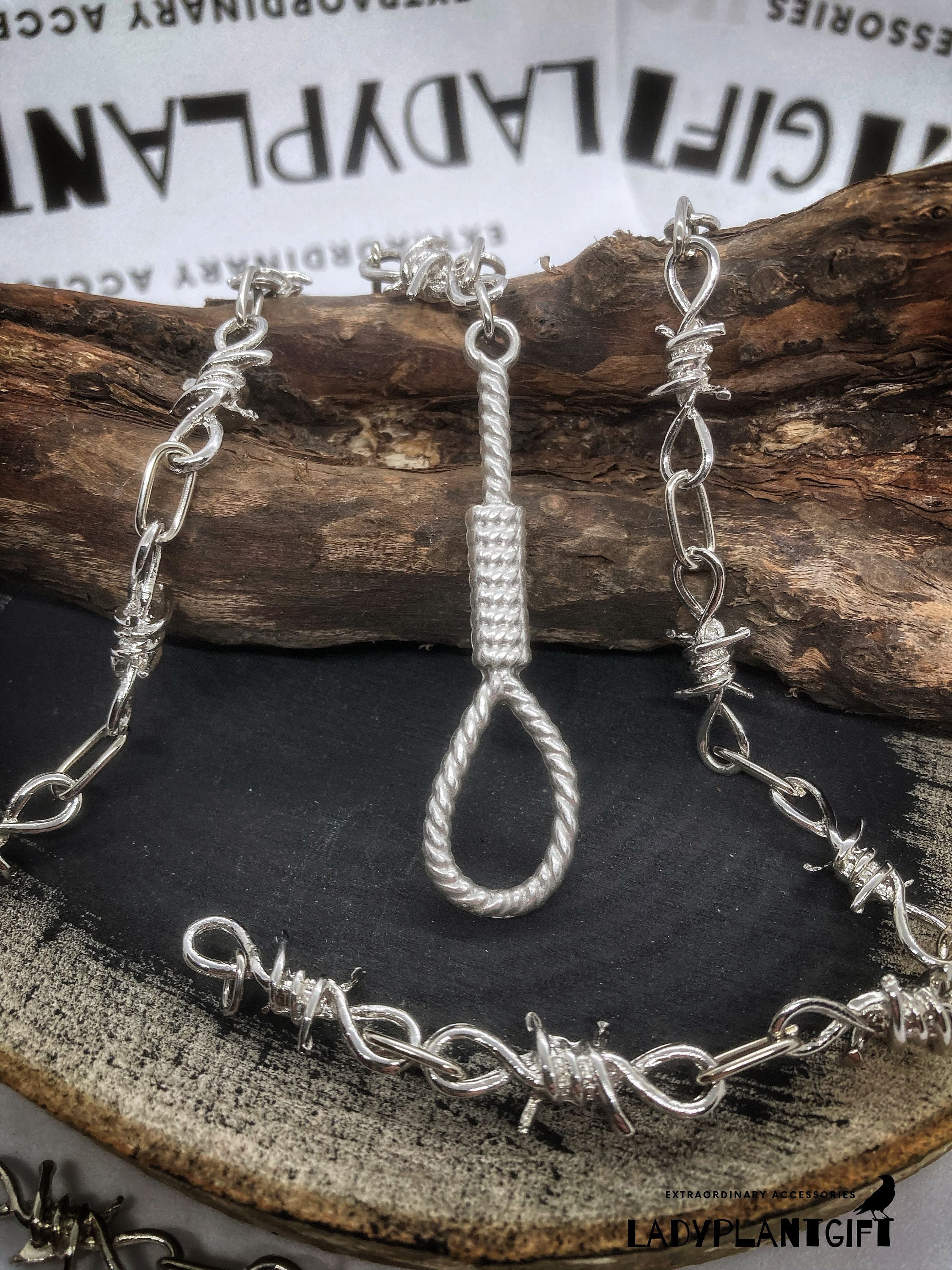 Hangman's Noose Necklace Barbed Wire, Hangman's Noose Choker Barbed ...