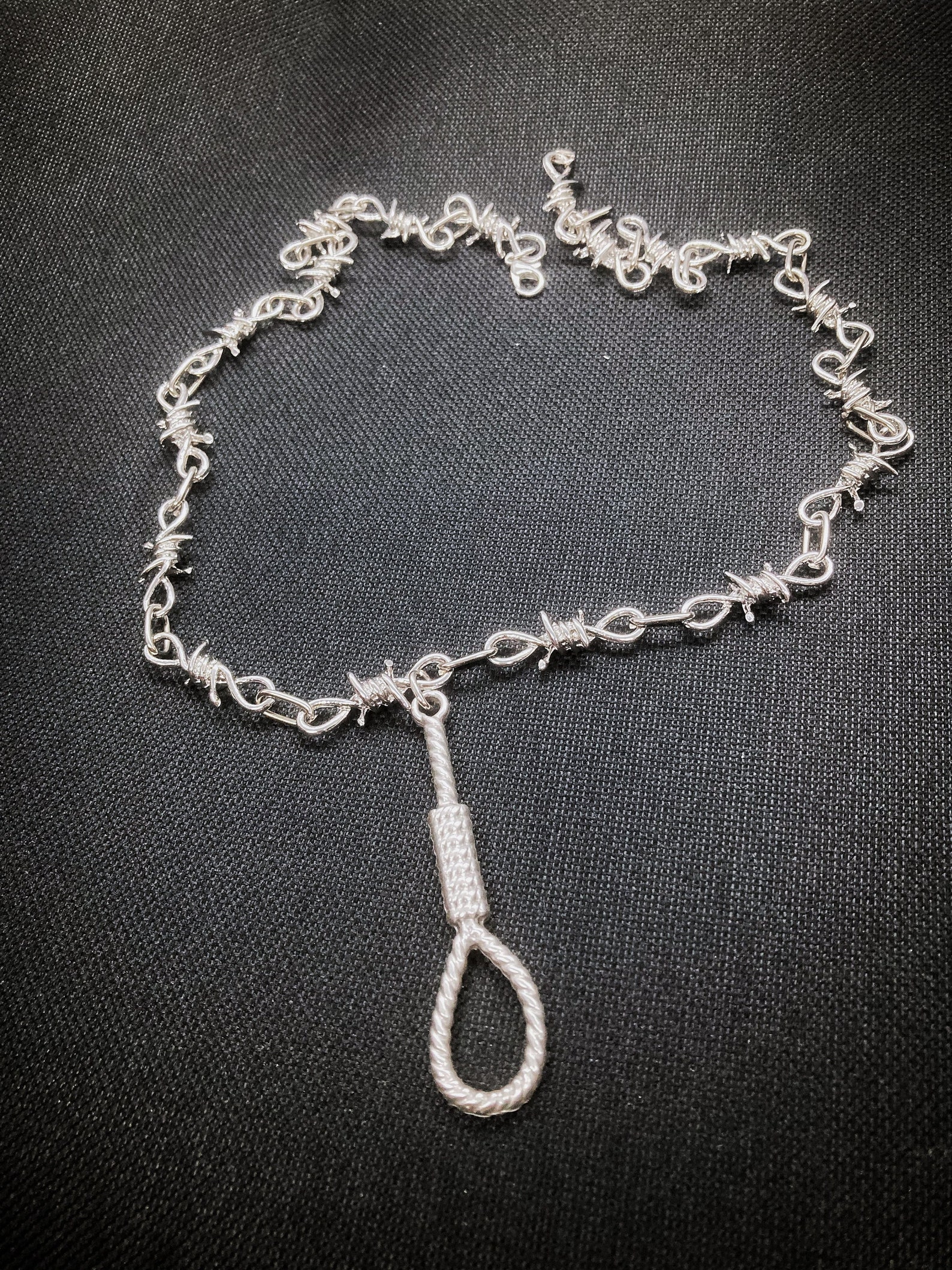 Hangman's Noose Necklace Barbed Wire, Hangman's Noose Choker Barbed ...