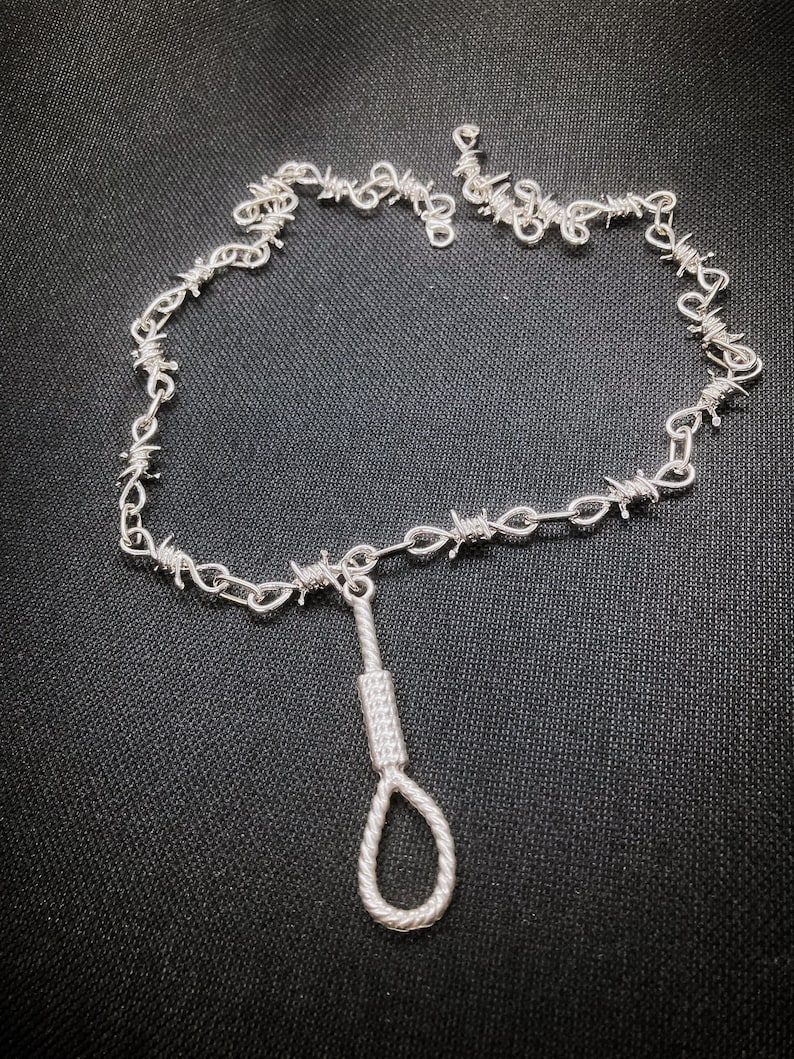 Hangman's Noose Necklace Barbed Wire, Hangman's Noose Choker Barbed ...