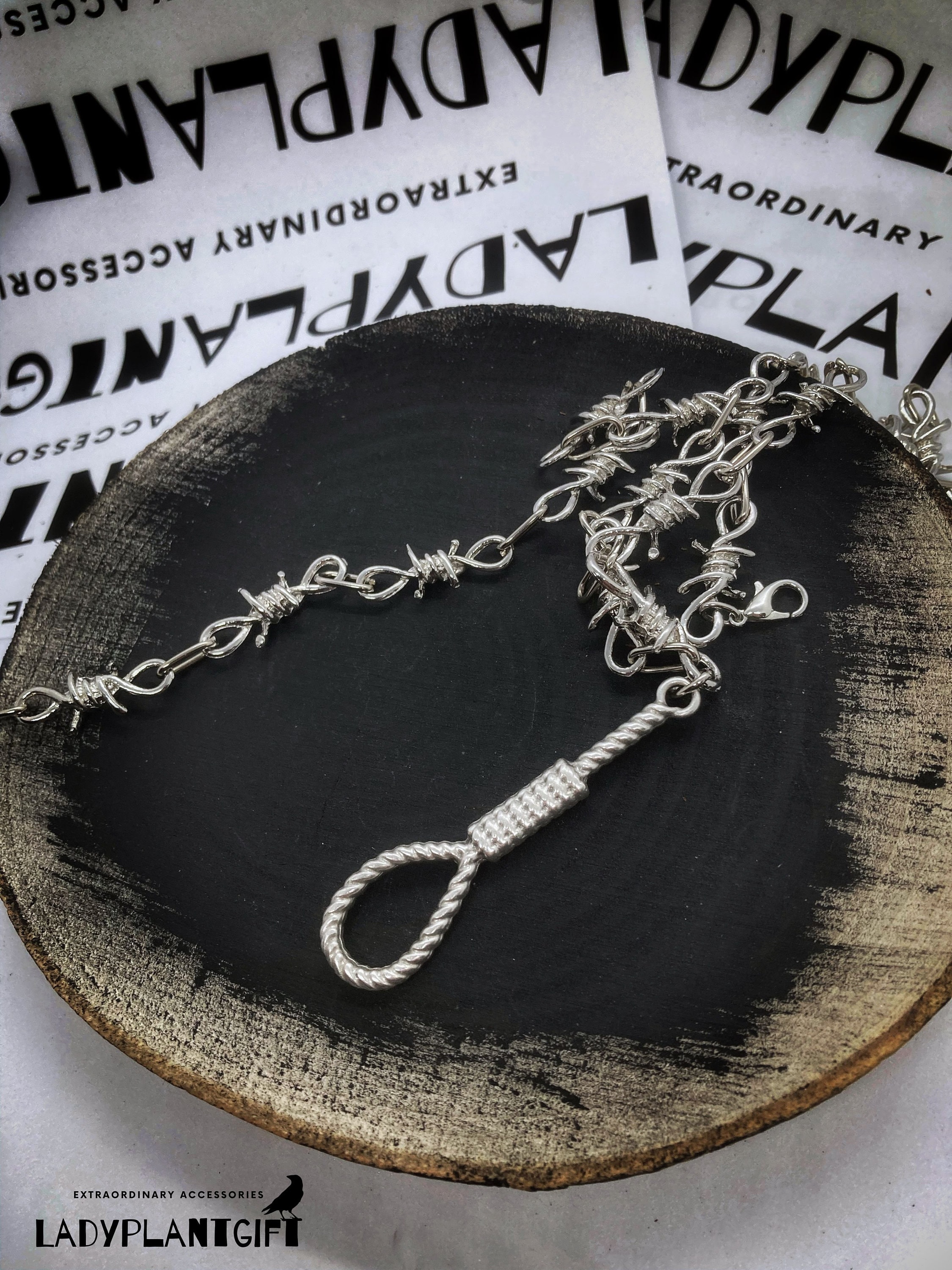 Hangman's Noose Necklace Barbed Wire, Hangman's Noose Choker Barbed ...